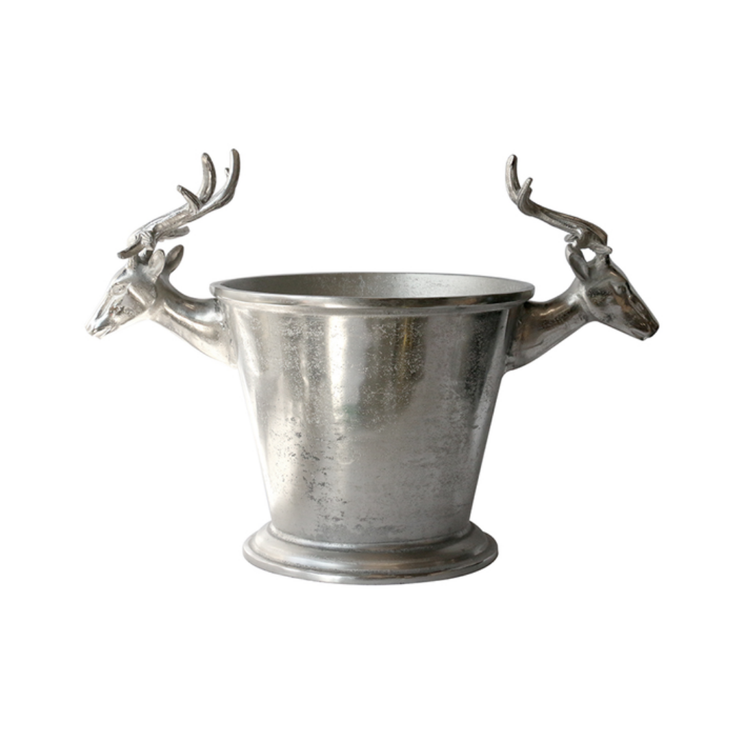 CHAMPAGNE BUCKET WITH DEER HEADS IN RAW NICKLE | Palette Design