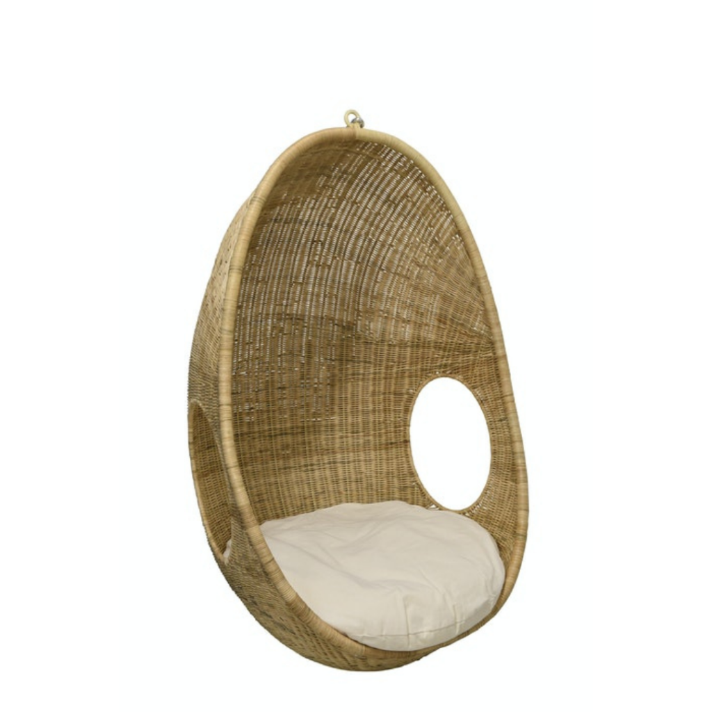 Pod Rattan Hanging Chair w/Cushion Nat | Palette Design