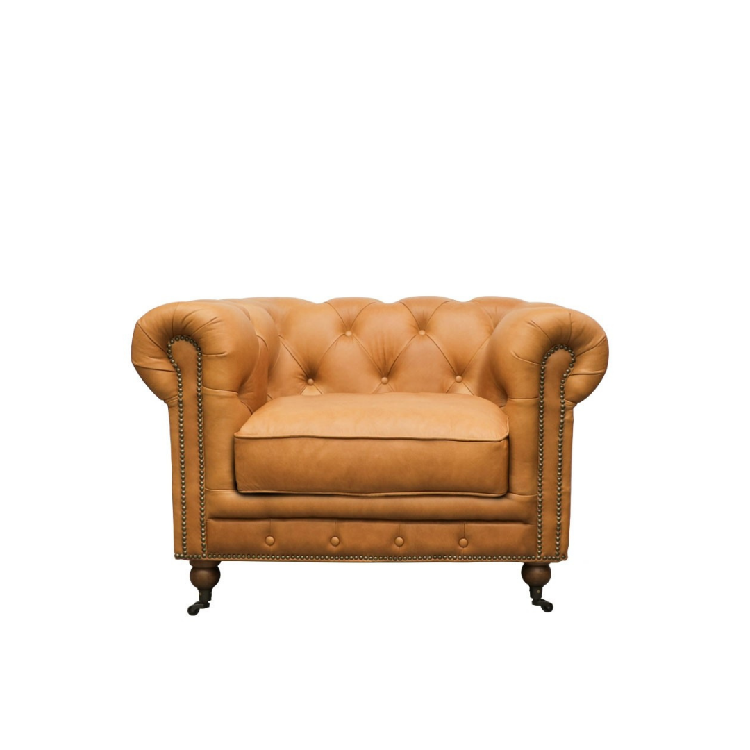 STANHOPE CHESTERFIELD ARMCHAIR – CHESTNUT | Palette Design