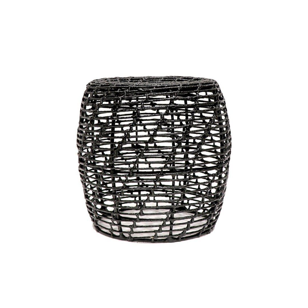 ABACA ROUND LATTICE SIDE TABLE – BLACK | Palette Design