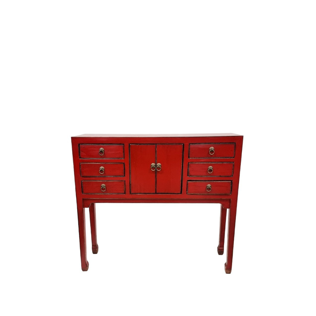 ORIENTAL PAINTED CONSOLE -PETITE VINTAGE RED | Palette Design