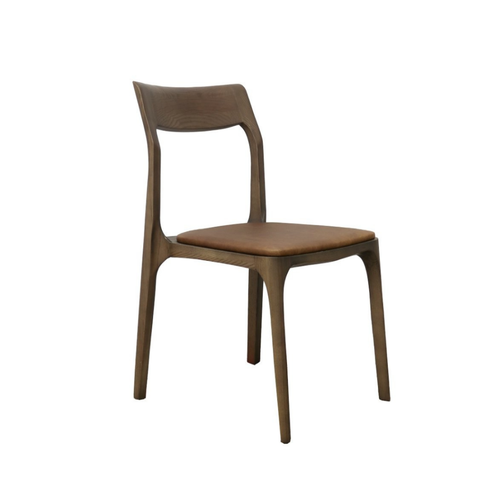 Cooper Stackable Dining Chair Brown Leather | Palette Design