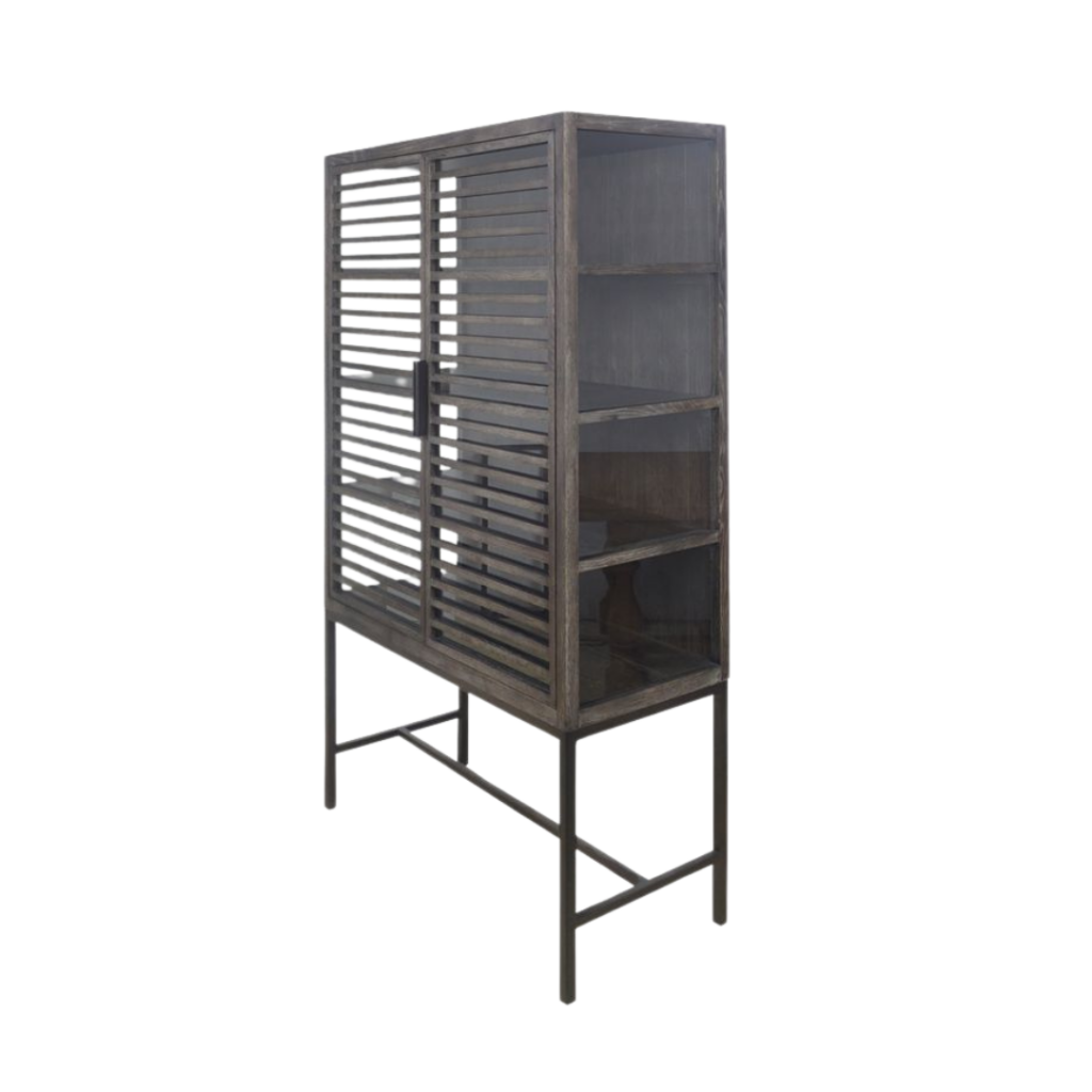 Slatted Bookcase -Oak And Glass Ebony | Palette Design